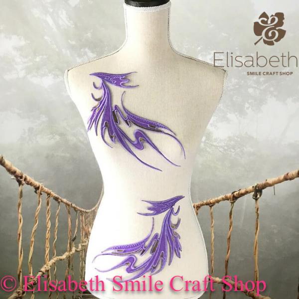 衣装モチーフ アイロン用 ワッペン 貼り付け アップリケ バトン レオタード バレエ衣装  舞台衣装 ステージ衣装 ダンス衣装 社交ダンス フィギア衣装 パープル