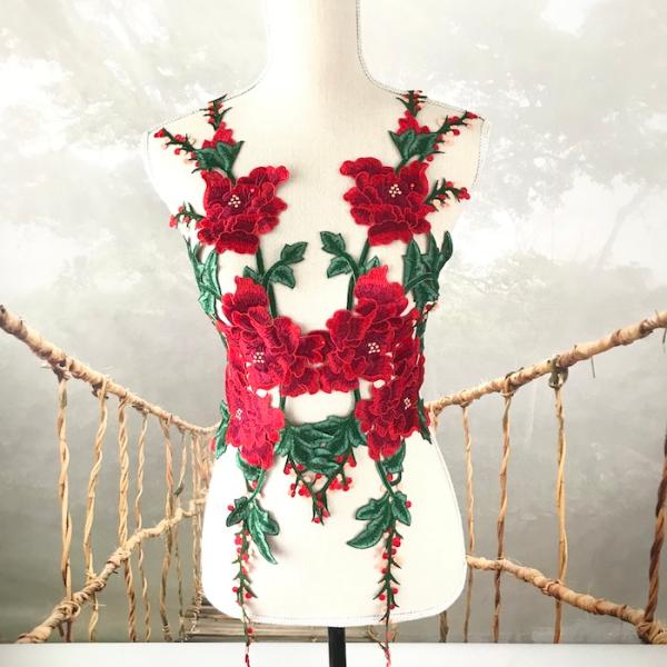 モチーフレース 花柄 薔薇 バトンモチーフ バラ モチーフ 服飾 レオタードモチーフ 装飾 衣装モチーフ バレエ衣装 チュチュモチーフ 舞台衣装 ステージ衣装 ダンス衣装 社交ダンス フィギア衣装 レッド