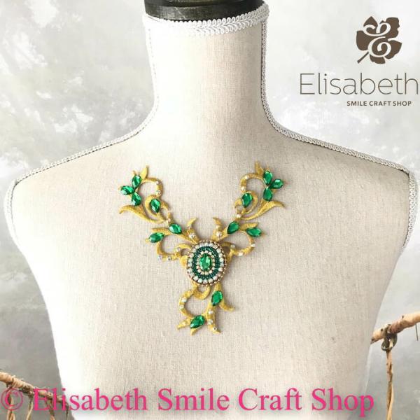 ゴールド レオタード バトン モチーフ ラインストーン ワッペン アイロン用 貼り付け アップリケ ハンドメイド パーツ 衣装 レオタードモチーフ 新体操 バレエ衣装 舞台衣装 ステージ衣装 ダンス衣装 社交ダンス フィギア衣装 グリーンストーン