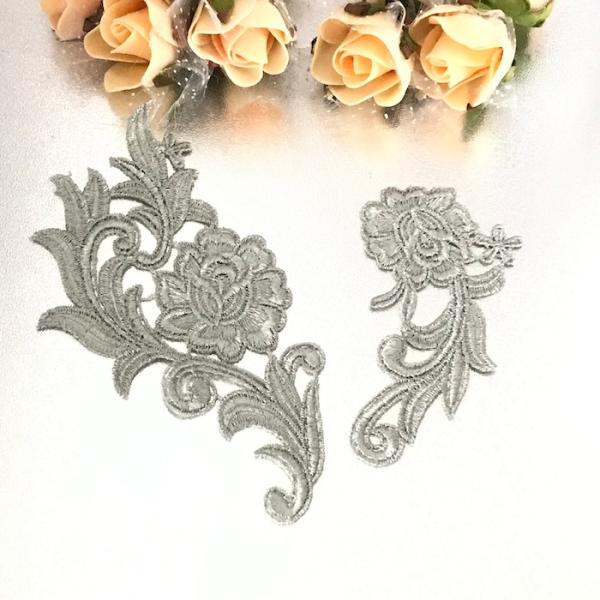 レオタード バトン 衣装 モチーフ 花 シルバー ローズモチーフ バラ 刺繍モチーフ バトンモチーフ レオタードモチーフ ベリーダンス 新体操 バレエ衣装 舞台衣装 ステージ衣装 ダンス衣装 社交ダンス フィギア衣装