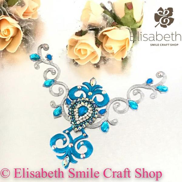 ワッペンモチーフ 衣装 アイロン用 アップリケ アイロンワッペン アイロン接着 アップリケワッペン 服飾 モチーフ 装飾 舞台衣装 ステージ衣装 ダンス衣装 社交ダンス フィギア衣装 シルバー ブルー系