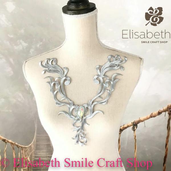 シルバー レオタード バトン モチーフ ラインストーン ワッペン アイロン用 貼り付け アップリケ ハンドメイド パーツ 衣装 レオタードモチーフ 新体操 バレエ衣装 舞台衣装 ステージ衣装 ダンス衣装 社交ダンス フィギア衣装