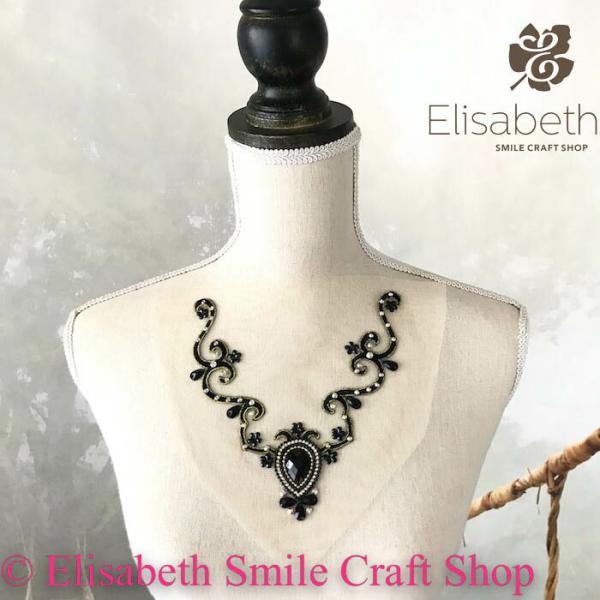 ブラック アップリケ ネックライン モチーフ 衣装 レオタードモチーフ モチーフ 装飾 バトンモチーフ バレエ衣装 舞台衣装 ステージ衣装 ダンス衣装 社交ダンス フィギア衣装