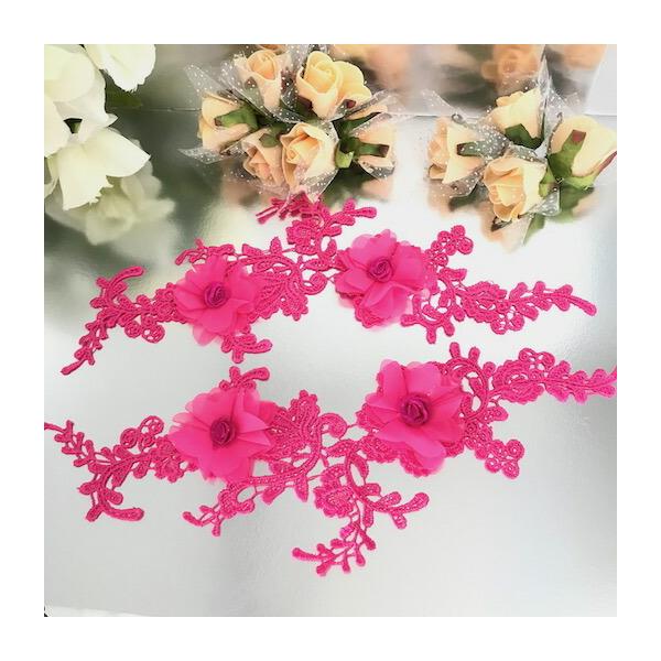 ピンクカラーの立体的な花のモチーフセットになります。新体操、社交ダンス、バトントワリング、レオタード、ベリーダンス、フィギュアスケート、バレエ衣装、ドレス、ステージ衣装、ハンドメイド材料などにお使いいただけます。カラー : ピンクサイズ：H...