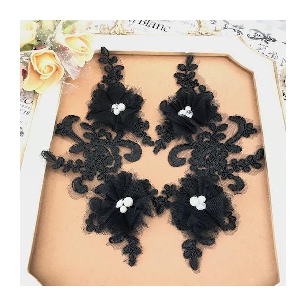 ストーン付きの立体的なお花のモチーフセットです。新体操、社交ダンス、バトントワリング、レオタード、ベリーダンス、フィギュアスケート、バレエ衣装、ドレス、ステージ衣装、ハンドメイド材料などにお使いいただけます。サイズ：H22cm W10cmカ...