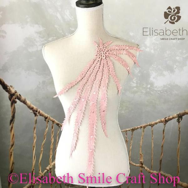 モチーフ 花柄 衣装 新体操 衣装モチーフ フェザー模様 レオタードモチーフ バトンモチーフ 装飾 ダンス 装飾 ハンドメイド パーツ レースモチーフ レッド モチーフコスチューム 舞台衣装 ステージ衣装 ダンス衣装 社交ダンス フィギア衣装