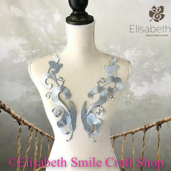 モチーフ ワッペン アイロン用 貼り付け アップリケ シルバー ハンドメイド パーツ 衣装 レオタード バレエ衣装 舞台衣装 ステージ衣装 ダンス衣装