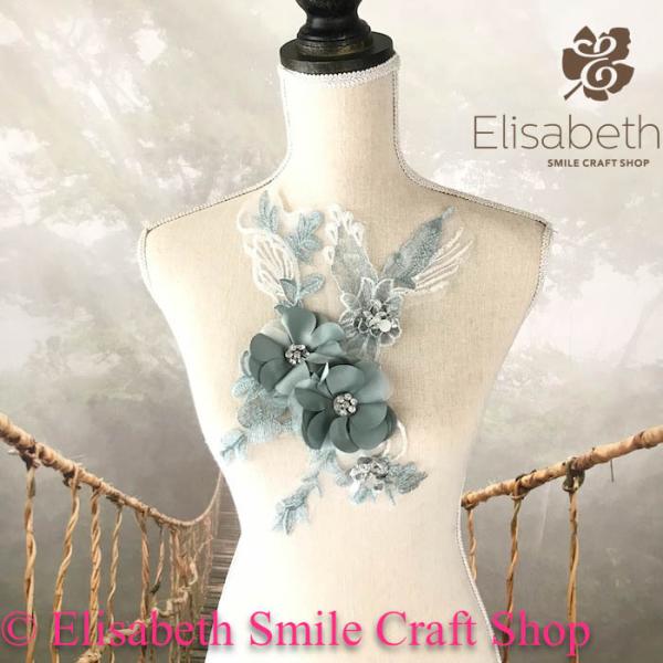 花柄のとてもエレガントなストーン付きの刺繍チュールモチーフです。社交ダンス、バトントワリング、レオタード、ベリーダンス、フィギュアスケート、バレエ、ドレス、ステージ衣装、ハンドメイド材料などに使用するとお洒落感がワンランクアップします。サイ...