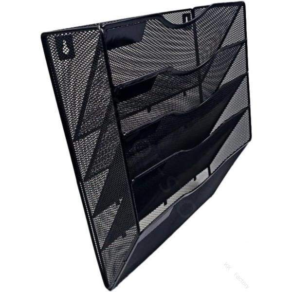 ブラック 5 ポケット メッシュ 壁 ファイル ホルダー オーガナイザー オフィス 用 吊り下げ式 マガジン ラック 収納 整理 書類 収納 書ELLE AMORE