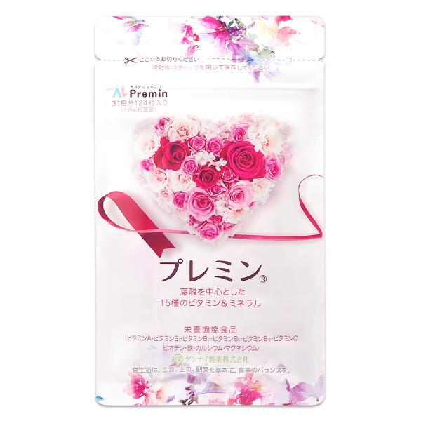 プレミン 43.4g 350mg × 124粒 31日分 ゲンナイ製薬 サプリ サプリメント 妊活期 妊娠期 初期 葉酸サプリ 葉酸 ヘム鉄 カルシウム 栄養機能食品 プレミンS03-02 PRMNYS-01P
