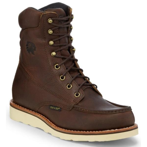 ★1901年創業のブーツ老舗CHIPPEWA チペワの 8"メンズ エッジウォーカー ウォータープルーフ モックトゥ レースアップブーツ です。★Chip-A-Tex(R) Waterproof Bootie のウォータープルーフ（防水加工...