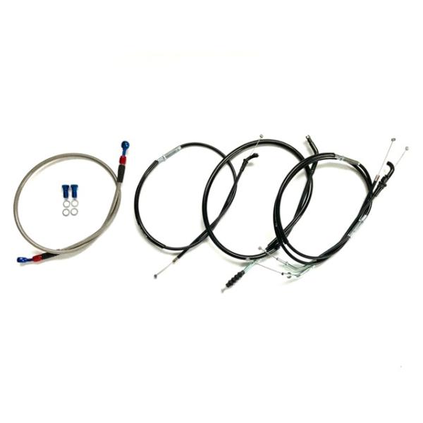 ■アップハンワイヤーセット【Bkit　1set】■カワサキバリオス250-1型【全年式共通】■セット内容はブラックワイヤーセットメッシュブレーキホース　1本のセットです※ブレーキホースのカラーは青赤かブラックの2色から選べます■ワイヤーの長...
