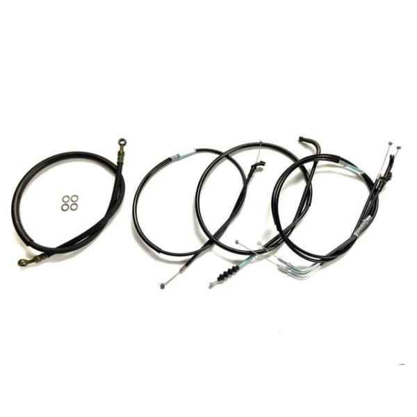 ■アップハンワイヤーセット【Akit　1set】■カワサキ　バリオス250-2型■セット内容はブラックワイヤーセットラバーブレーキホース　1本のセットです■ワイヤーの長さはバリオス2型の純正長より『約15cmロング』になります■アウター長ア...