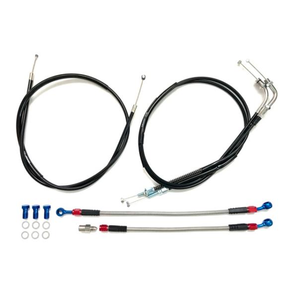 ■アップハンワイヤーセット【Bkit　1set】■ホンダ　CB400F 旧車用【1974y〜1977y　通称ヨンフォア】■セット内容ブラックワイヤーセットメッシュブレーキホース　2本（アッパーホースとロアホース）変換アダプター　1個■ワイヤ...