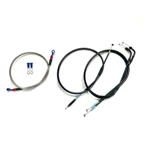 ■アップハンワイヤーセット【Bkit　1set】■ホンダホーク/2（CB250T/CB400T）■セット内容ブラックワイヤーセットメッシュブレーキホース　1本※メッシュブレーキホースは青赤とブラックの2色から選べます■ワイヤーの長さは純正長...