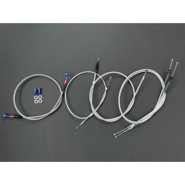 ■アップハンワイヤーセット【Ckit　1set】■ホンダ　CBX400F■セット内容メッシュワイヤーセットメッシュブレーキホース　1本■ワイヤーの長さは純正長と『同じ長さから30cmロング』まで選べます※ハーネス延長キットは別売です　　必要...