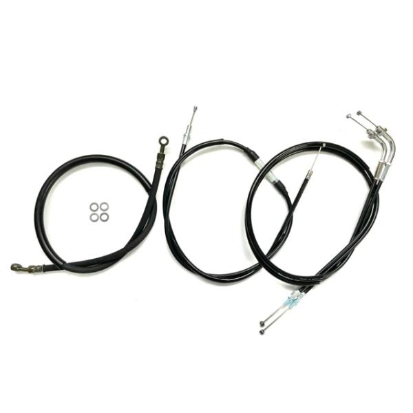 ■アップハンワイヤーセット【Akit　1set】■カワサキ　Z250FT　A1/A2特徴・・・アクセルワイヤーが2本　クラッチワイヤーは左チェンジペタル付近に取り付ける車両です■セット内容ブラックワイヤーセットラバーブレーキホース　1本■ワ...