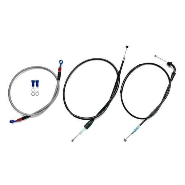 ■アップハンワイヤーセット【Bkit　1set】■スズキGSX250E　GSX400E【通称 ザリ】■セット内容はブラックワイヤーセット（アクセル・クラッチ）メッシュブレーキホース　1本※メッシュブレーキホースのカラーは青赤かブラックの2種...
