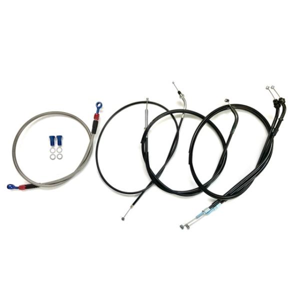 ■アップハンワイヤーセット【Bkit　1set】■ホンダ　ジェイド250【型式 MC23】■セット内容はブラックワイヤーセットメッシュブレーキホース（1本）のセットです※メッシュブレーキホースは青赤とブラックの2色から選べます■ワイヤーの長...