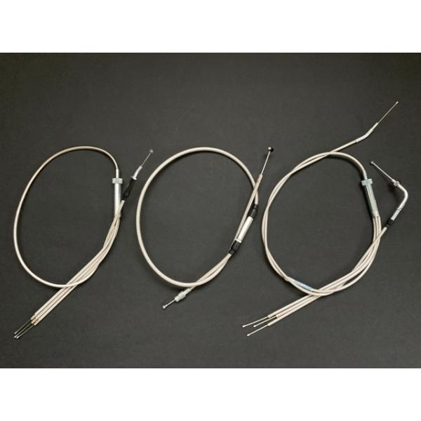 ■メッシュワイヤーセット【1set】日本製■カワサキKH250　KH400　SS400■セット内容はメッシュのアクセルワイヤークラッチワイヤーチョークワイヤーの3点セットになります■ワイヤーの長さは純正長より『約30cmロング』になります■...