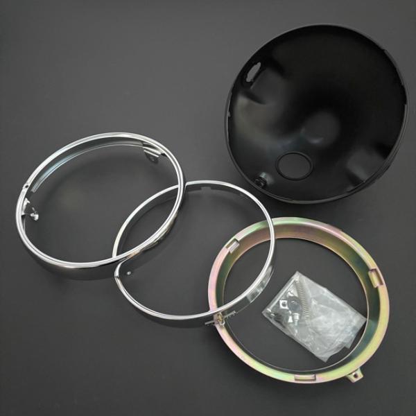 ■PMC製　ヘッドライトリム＆ケースセット【1set】（旧カワサキ Z/KZ専用ケース　ブラック）■カワサキ　Z400FX　E1〜E4Z1 '72-'75　Z2 '73-'75　KZ900 '76Z750A4/A5 '76-'77　Z750...