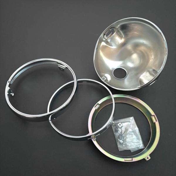 ■PMC製　ヘッドライトリム＆ケースセット【1set】（旧カワサキ Z/KZ専用ケース　メッキ）■カワサキ　Z400FX　E1〜E4Z1 '72-'75　Z2 '73-'75　KZ900 '76Z750A4/A5 '76-'77　Z750D...