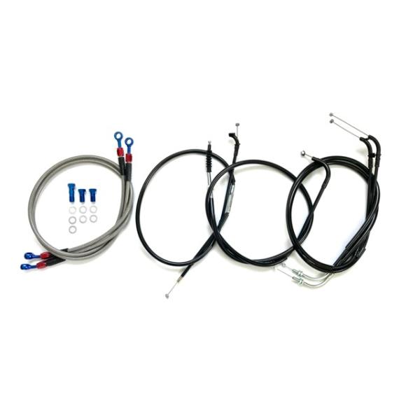 ■アップハンワイヤーセット【Bkit　1set】■XJR400R【1995y〜/1998y〜/2001y〜】■セット内容ブラックワイヤーセットメッシュブレーキホース　2本■ワイヤーの長さは純正長と『同じ長さから30cmロング』まで選べます※...