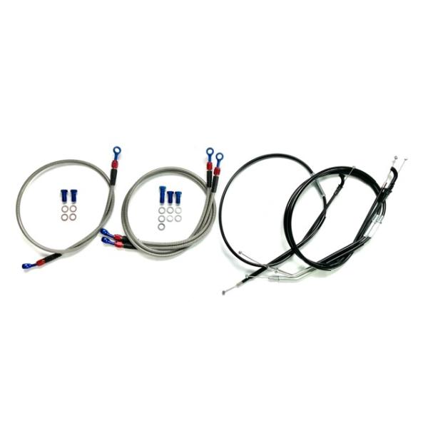 ■アップハンワイヤーセット【Bkit　1set】■カワサキゼファー1100/RS【全年式共通】■セット内容ブラックワイヤーセット（アクセル・チョーク）油圧メッシュクラッチホース　1本メッシュブレーキホース　2本※メッシュブレーキホースと油圧...