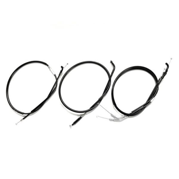 ■ブラックワイヤーセット【1台分】■ゼファー400/ゼファーχ■セット内容はブラックのアクセルワイヤー　2本（引き戻し）クラッチワイヤー　1本チョークワイヤー　1本　　合計4本のセットです■ワイヤーの長さは純正長と『同じ長さから35cmロン...