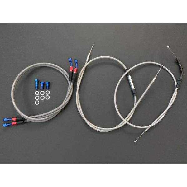 ■アップハンワイヤーセット【Ckit 1set】■カワサキ　Z400GP■セット内容はメッシュワイヤーセットメッシュブレーキホース　2本のセットです■ワイヤーの長さは長さは純正長より『約20cmロング』になります■アウター長アクセルワイヤー...