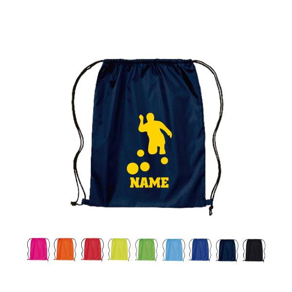 名入れランドリーバッグとは？ポリエステルのナップサック（リュックサック）。職業別のシルエットにお名前が入れられるので、部活のチーム名や学校名を入れたり、同好会などの名称を入れたりとさまざまな使い方が考えられ、とても人気の高い商品です。
