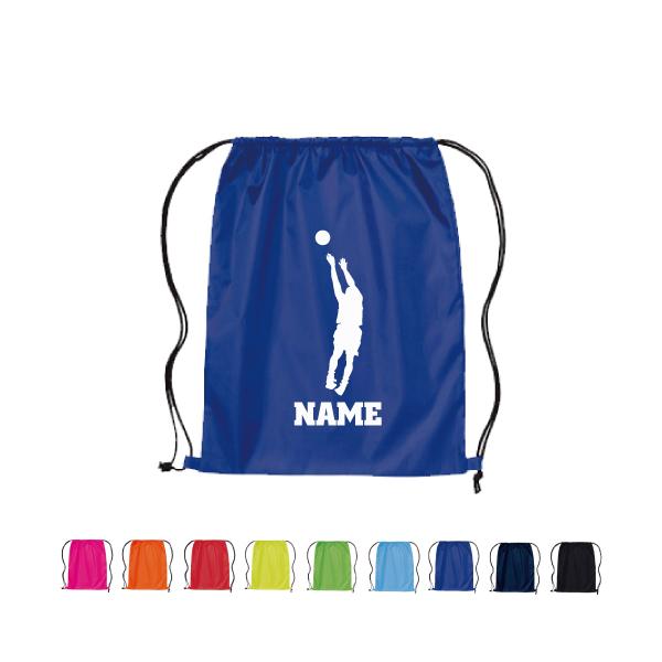 名入れランドリーバッグとは？ポリエステルのナップサック（リュックサック）。職業別のシルエットにお名前が入れられるので、部活のチーム名や学校名を入れたり、同好会などの名称を入れたりとさまざまな使い方が考えられ、とても人気の高い商品です。