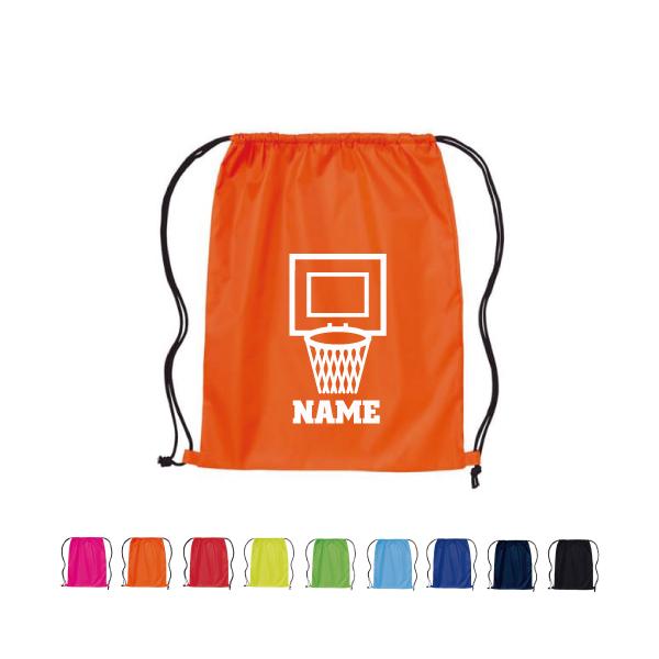 名入れランドリーバッグとは？ポリエステルのナップサック（リュックサック）。職業別のシルエットにお名前が入れられるので、部活のチーム名や学校名を入れたり、同好会などの名称を入れたりとさまざまな使い方が考えられ、とても人気の高い商品です。