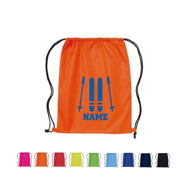 名入れランドリーバッグとは？ポリエステルのナップサック（リュックサック）。職業別のシルエットにお名前が入れられるので、部活のチーム名や学校名を入れたり、同好会などの名称を入れたりとさまざまな使い方が考えられ、とても人気の高い商品です。