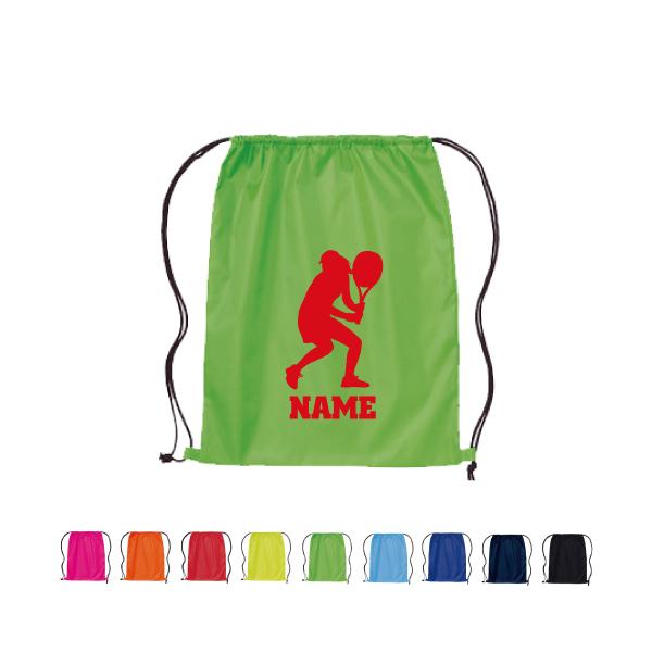 名入れランドリーバッグとは？ポリエステルのナップサック（リュックサック）。職業別のシルエットにお名前が入れられるので、部活のチーム名や学校名を入れたり、同好会などの名称を入れたりとさまざまな使い方が考えられ、とても人気の高い商品です。