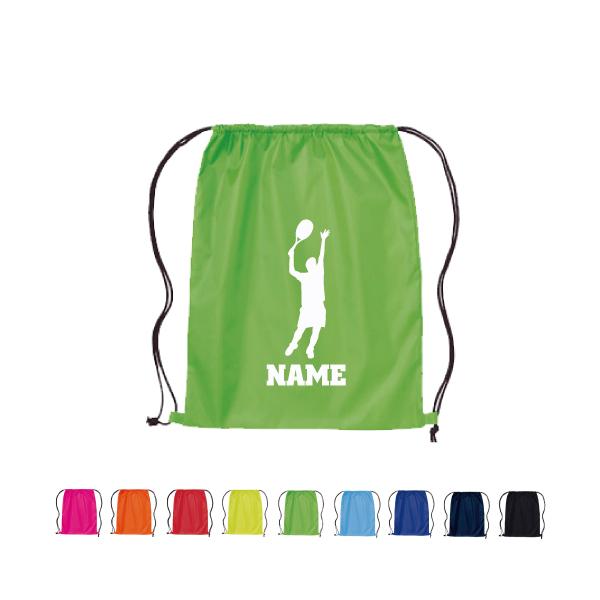 名入れランドリーバッグとは？ポリエステルのナップサック（リュックサック）。職業別のシルエットにお名前が入れられるので、部活のチーム名や学校名を入れたり、同好会などの名称を入れたりとさまざまな使い方が考えられ、とても人気の高い商品です。