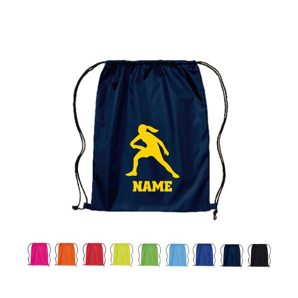 名入れランドリーバッグとは？ポリエステルのナップサック（リュックサック）。職業別のシルエットにお名前が入れられるので、部活のチーム名や学校名を入れたり、同好会などの名称を入れたりとさまざまな使い方が考えられ、とても人気の高い商品です。