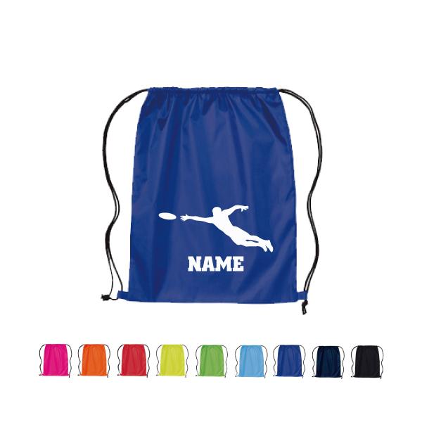 名入れランドリーバッグとは？ポリエステルのナップサック（リュックサック）。職業別のシルエットにお名前が入れられるので、部活のチーム名や学校名を入れたり、同好会などの名称を入れたりとさまざまな使い方が考えられ、とても人気の高い商品です。