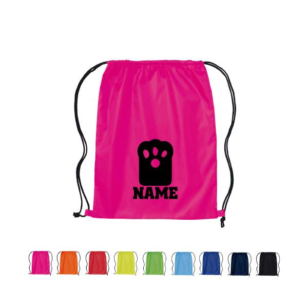 名入れランドリーバッグとは？ポリエステルのナップサック（リュックサック）。職業別のシルエットにお名前が入れられるので、部活のチーム名や学校名を入れたり、同好会などの名称を入れたりとさまざまな使い方が考えられ、とても人気の高い商品です。