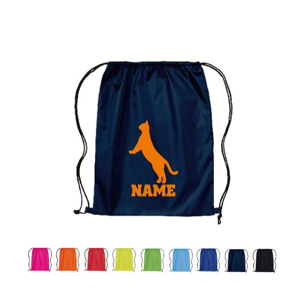 名入れランドリーバッグとは？ポリエステルのナップサック（リュックサック）。職業別のシルエットにお名前が入れられるので、部活のチーム名や学校名を入れたり、同好会などの名称を入れたりとさまざまな使い方が考えられ、とても人気の高い商品です。