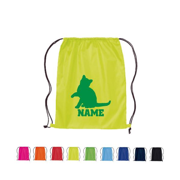 名入れランドリーバッグとは？ポリエステルのナップサック（リュックサック）。職業別のシルエットにお名前が入れられるので、部活のチーム名や学校名を入れたり、同好会などの名称を入れたりとさまざまな使い方が考えられ、とても人気の高い商品です。