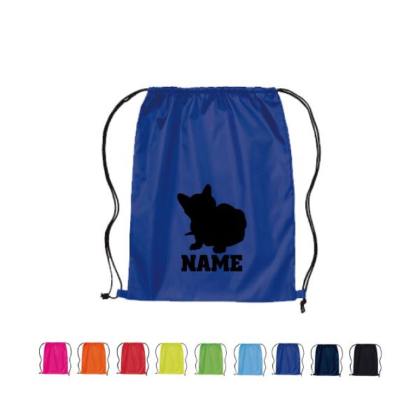 名入れランドリーバッグとは？ポリエステルのナップサック（リュックサック）。職業別のシルエットにお名前が入れられるので、部活のチーム名や学校名を入れたり、同好会などの名称を入れたりとさまざまな使い方が考えられ、とても人気の高い商品です。