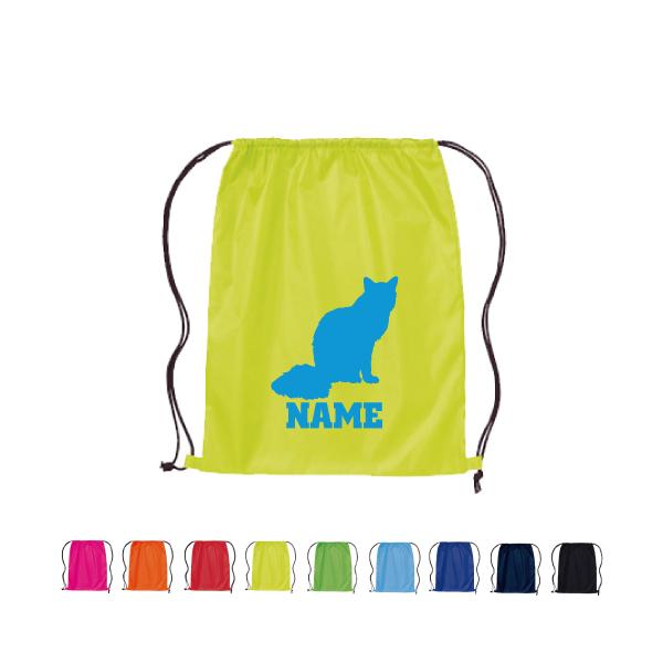 名入れランドリーバッグとは？ポリエステルのナップサック（リュックサック）。職業別のシルエットにお名前が入れられるので、部活のチーム名や学校名を入れたり、同好会などの名称を入れたりとさまざまな使い方が考えられ、とても人気の高い商品です。