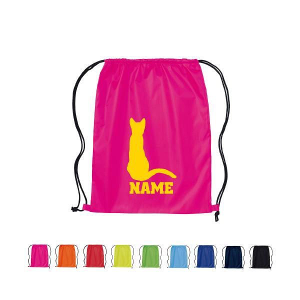 名入れランドリーバッグとは？ポリエステルのナップサック（リュックサック）。職業別のシルエットにお名前が入れられるので、部活のチーム名や学校名を入れたり、同好会などの名称を入れたりとさまざまな使い方が考えられ、とても人気の高い商品です。