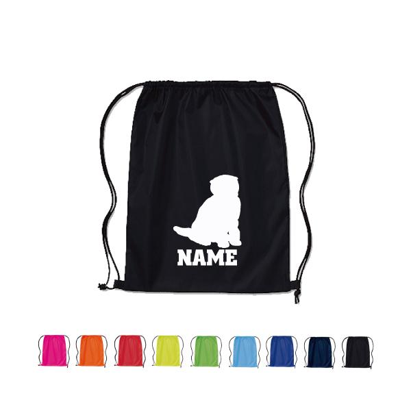 名入れランドリーバッグとは？ポリエステルのナップサック（リュックサック）。職業別のシルエットにお名前が入れられるので、部活のチーム名や学校名を入れたり、同好会などの名称を入れたりとさまざまな使い方が考えられ、とても人気の高い商品です。