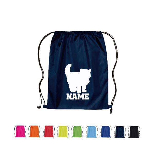 名入れランドリーバッグとは？ポリエステルのナップサック（リュックサック）。職業別のシルエットにお名前が入れられるので、部活のチーム名や学校名を入れたり、同好会などの名称を入れたりとさまざまな使い方が考えられ、とても人気の高い商品です。