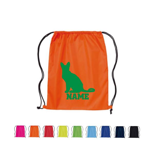 名入れランドリーバッグとは？ポリエステルのナップサック（リュックサック）。職業別のシルエットにお名前が入れられるので、部活のチーム名や学校名を入れたり、同好会などの名称を入れたりとさまざまな使い方が考えられ、とても人気の高い商品です。