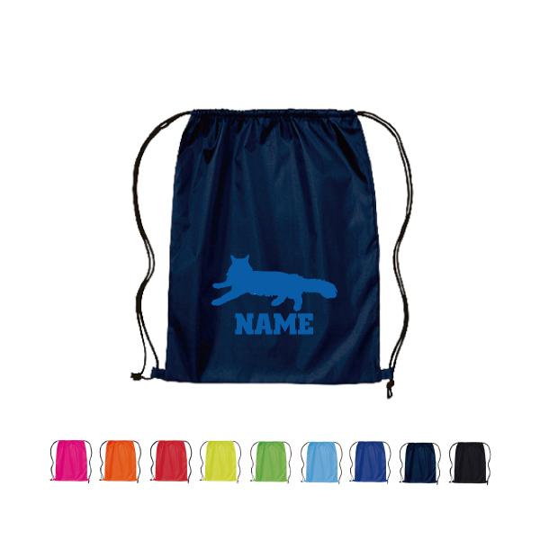 名入れランドリーバッグとは？ポリエステルのナップサック（リュックサック）。職業別のシルエットにお名前が入れられるので、部活のチーム名や学校名を入れたり、同好会などの名称を入れたりとさまざまな使い方が考えられ、とても人気の高い商品です。