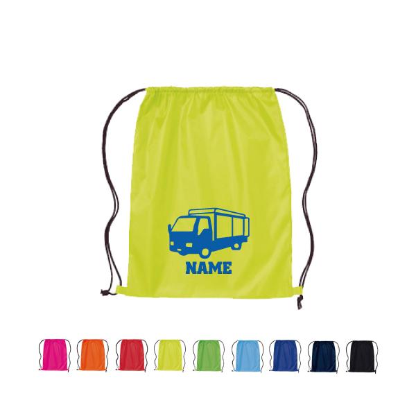 名入れランドリーバッグとは？ポリエステルのナップサック（リュックサック）。職業別のシルエットにお名前が入れられるので、部活のチーム名や学校名を入れたり、同好会などの名称を入れたりとさまざまな使い方が考えられ、とても人気の高い商品です。