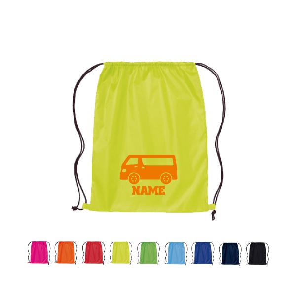 名入れランドリーバッグとは？ポリエステルのナップサック（リュックサック）。職業別のシルエットにお名前が入れられるので、部活のチーム名や学校名を入れたり、同好会などの名称を入れたりとさまざまな使い方が考えられ、とても人気の高い商品です。